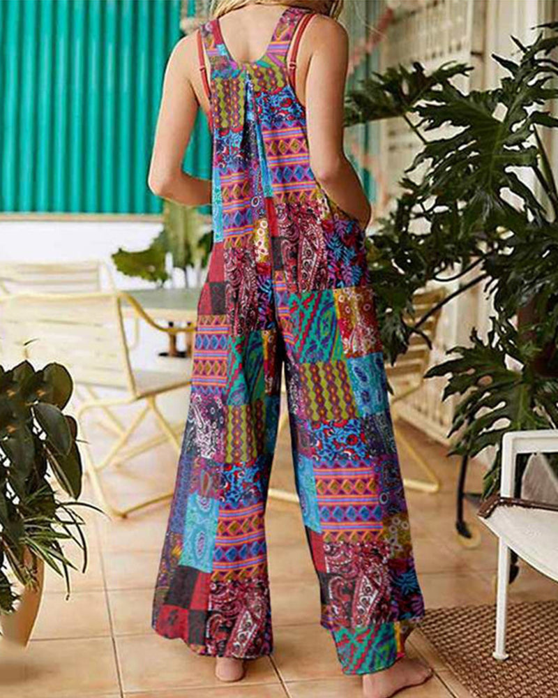 Suspender Wide Leg Overall Loose Bib Overalls Summer Boho Baggy Jumpsu ...